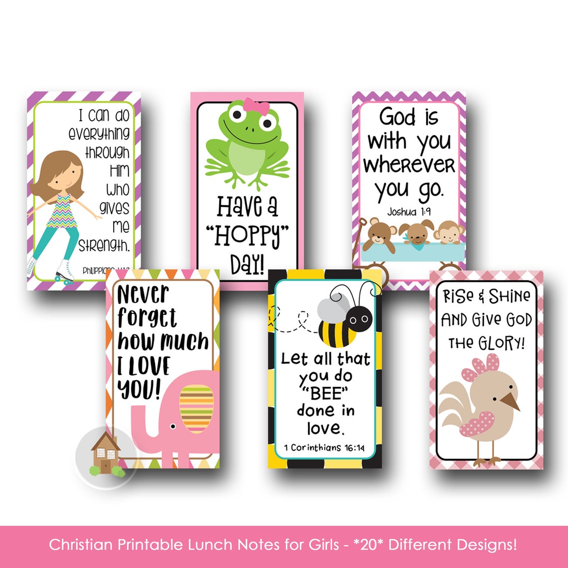 Christian Printable Lunch Box Notes for Little Girls or | Etsy