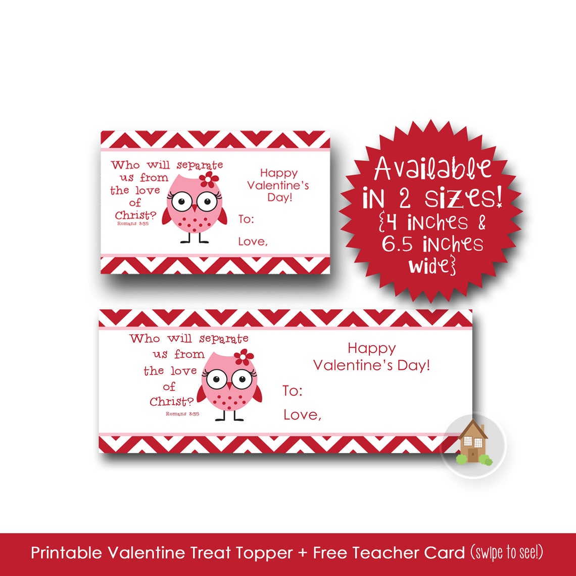Owl Valentine Treat Bag Topper for Kids Treat Label DIY - Etsy