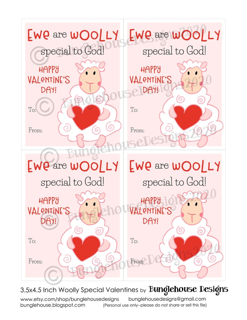 Sheep Lamb Valentine Cards Ewe are Woolly Special to God | Etsy