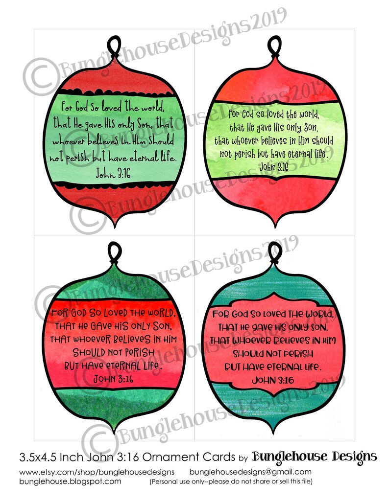 John 3:16 Printable Christmas Ornaments | Sunday School Craft Activity ...