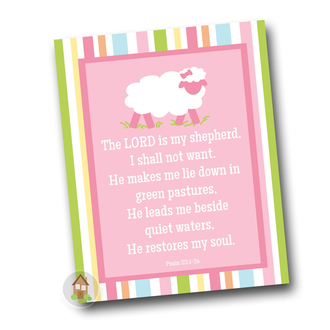 Sweet Pink Psalm 23 Nursery Wall Art | Digital Download - Etsy