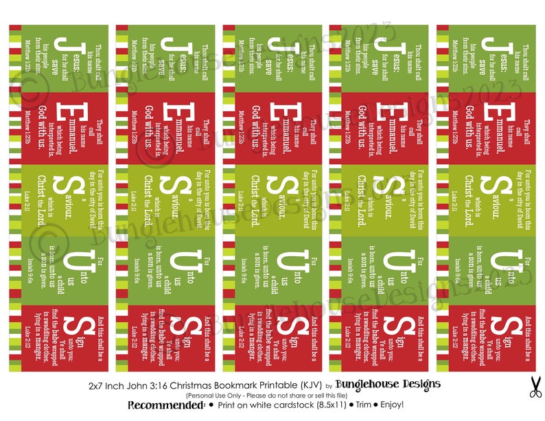 Printable Christmas Bookmark | JESUS Scripture, Bible Verse, Christian ...