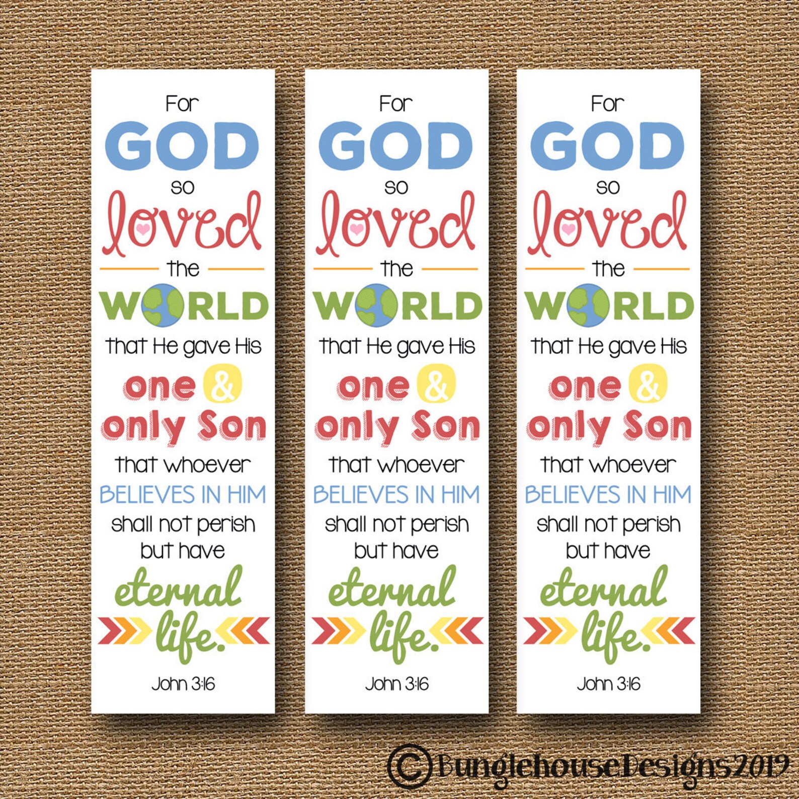 John 3:16 Printable Bookmark Outreach Scripture Bible Verse - Etsy