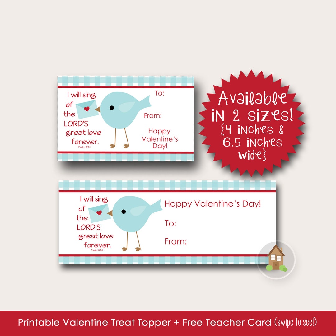 Valentine Treat Bag Topper for Classroom, School Kids | Bird Valentine ...