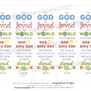John 3:16 Printable Bookmark | Outreach Scripture, Bible Verse ...