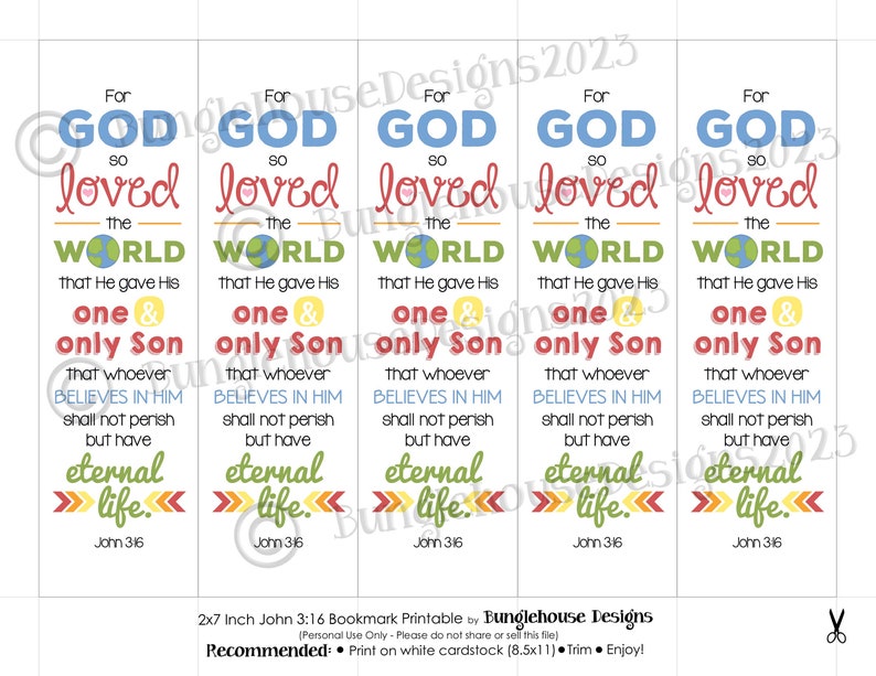 John 3:16 Printable Bookmark | Outreach Scripture, Bible Verse ...
