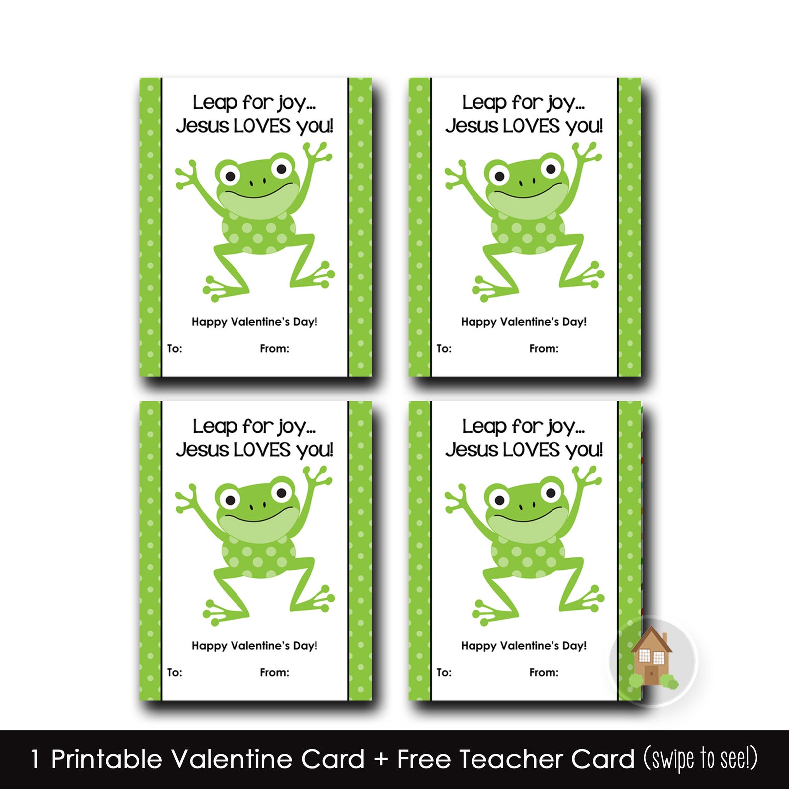 Frog Valentines Jesus Loves You Leap for Joy Christian - Etsy