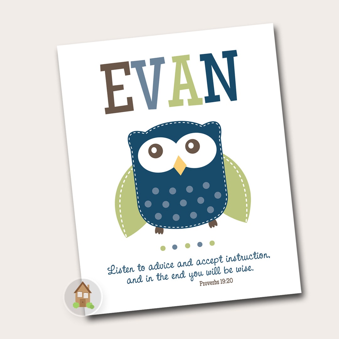 Owl Printable Wall Art DIY | Personalized Children's Scripture Art ...