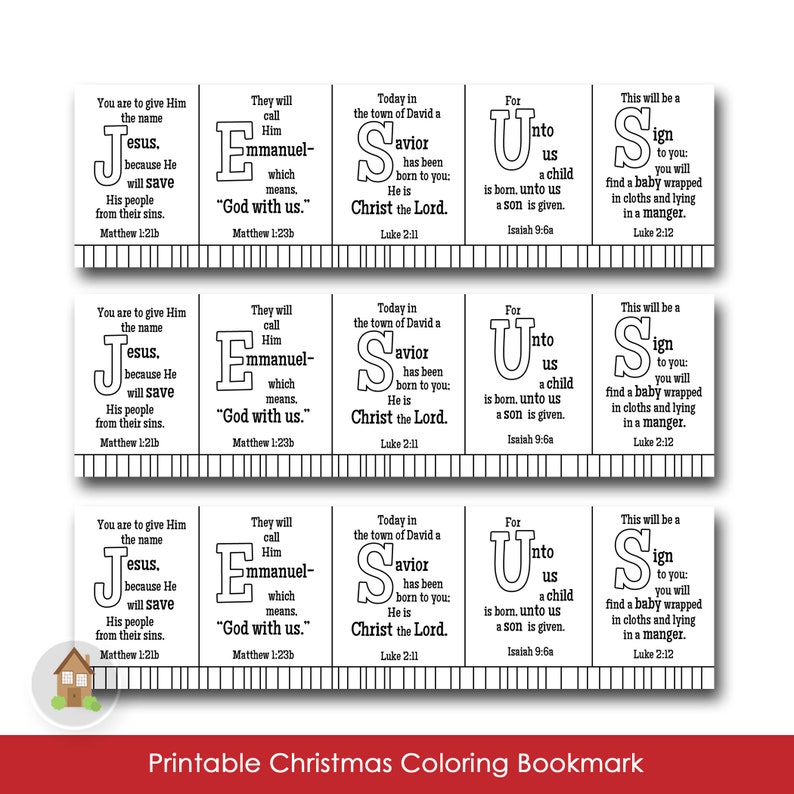 Printable Christmas Bookmark to Color JESUS Scripture - Etsy