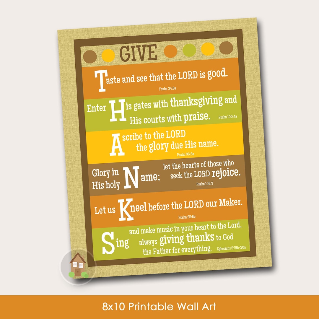 Give Thanks Printable Thanksgiving Wall Art | 8x10 Thanksgiving ...
