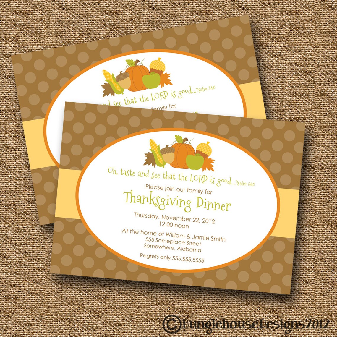 Invitación a la cena de Acción de Gracias / Sabor y ver Salmos | Etsy