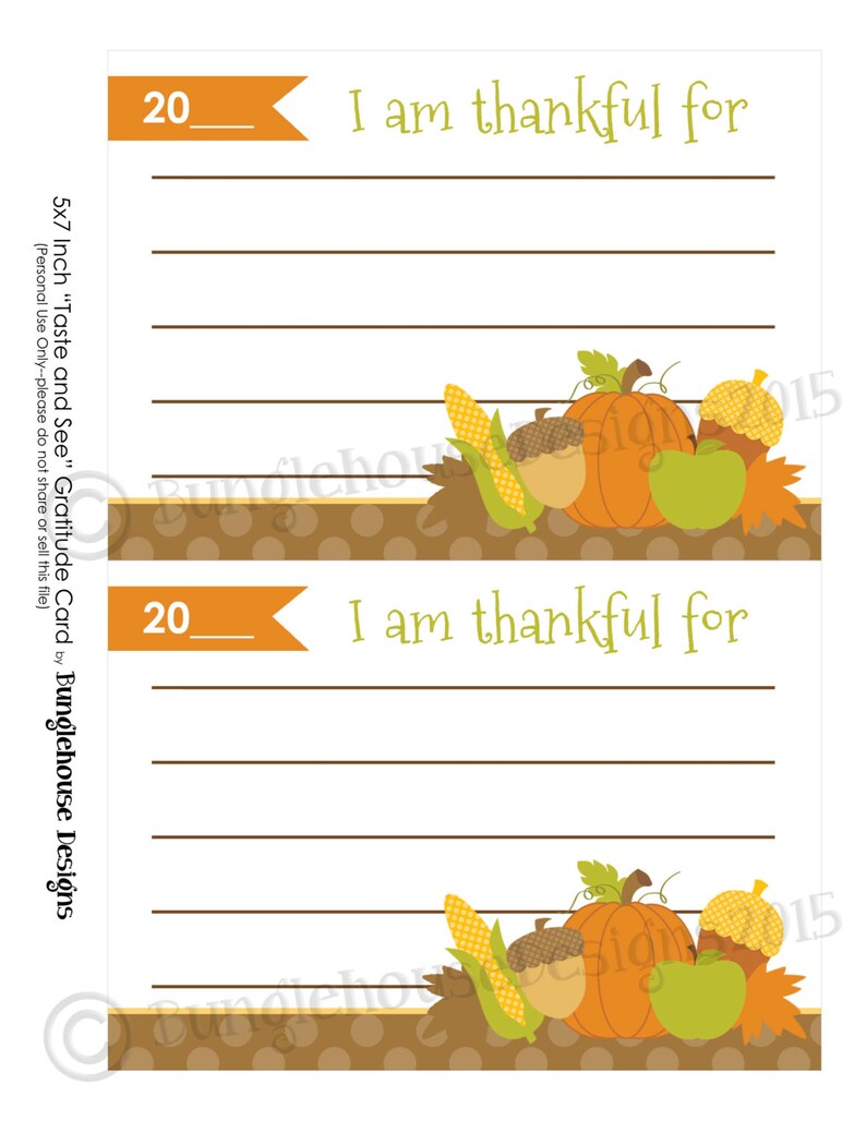 I Am Thankful for Printable Gratitude Cards Thanksgiving | Etsy