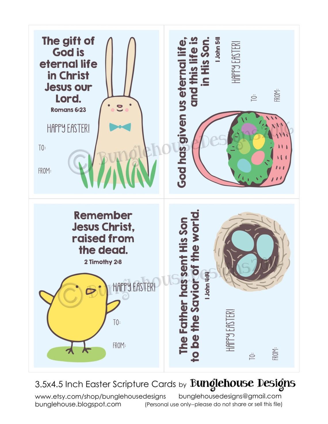 Cute Easter Scripture Cards for Kids Printable Easter Cards - Etsy