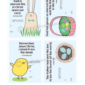 Cute Easter Scripture Cards for Kids, Printable Easter Cards With Bible ...
