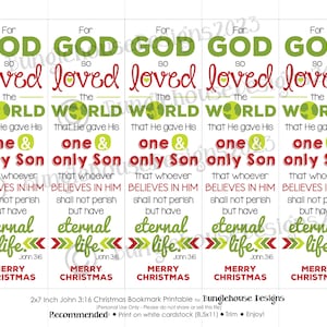 John 3:16 Christmas Bookmark | Printable Scripture Christmas Outreach ...