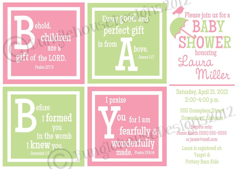 Baby Girl Shower Invitation | Baby Blocks Invitation | Choose Your ...