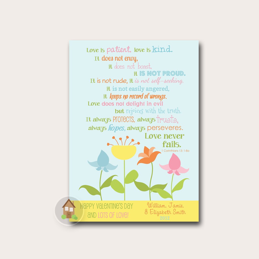 1 Corinthians 13 Scripture Valentine Card | Love is Patient, Love is ...