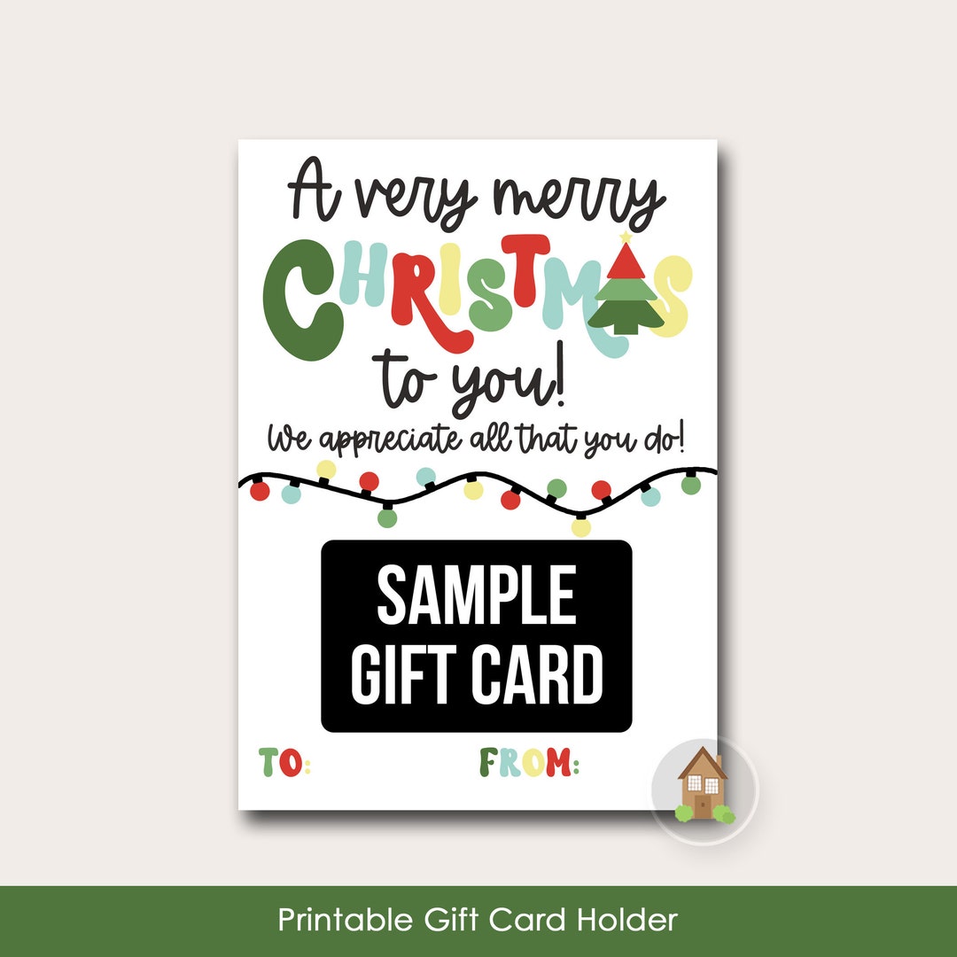 Retro Christmas Gift Card Holder | Printable Teacher Gift Card Holder ...