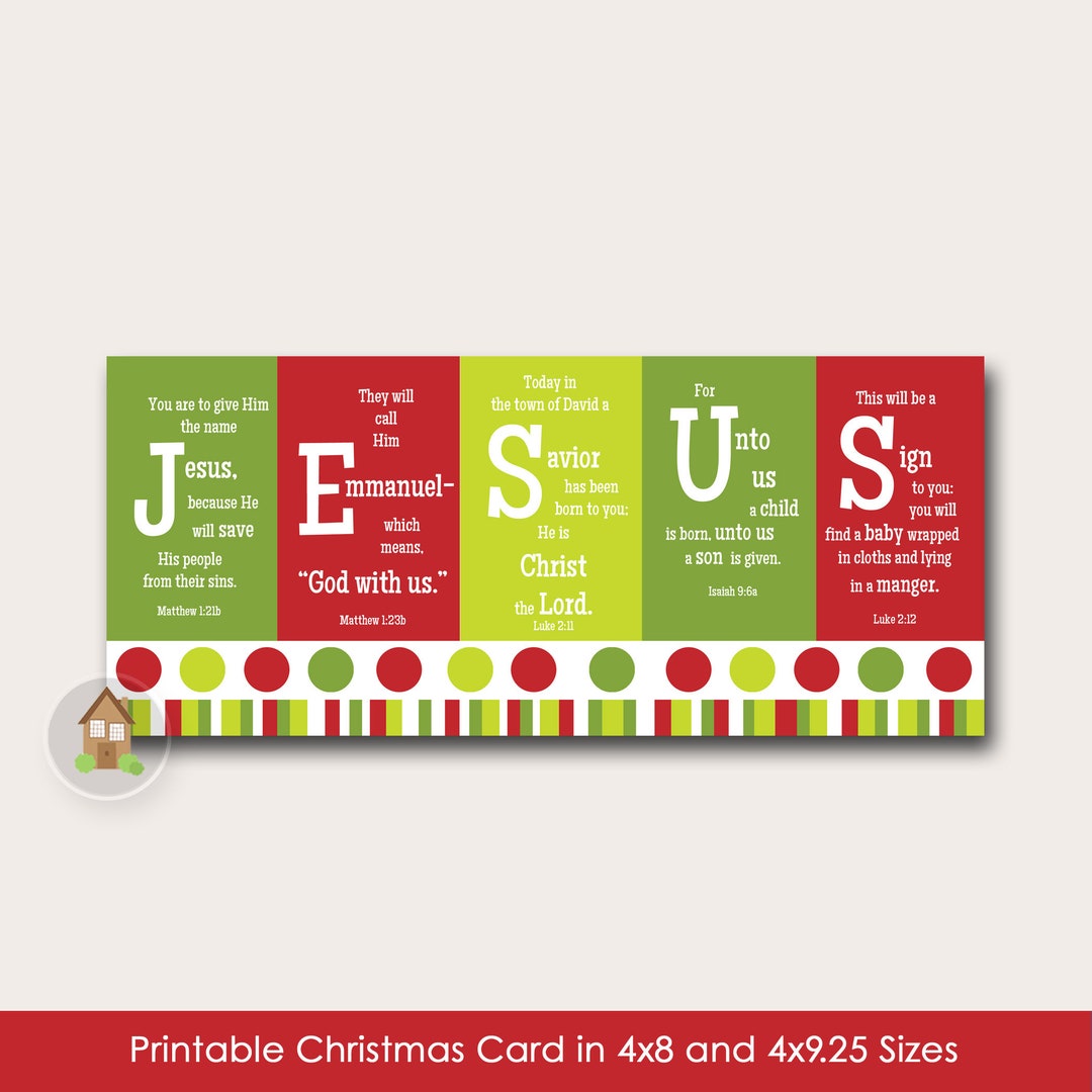 Instant Download Christmas Card | DIY PRINTABLE | JESUS Scripture ...