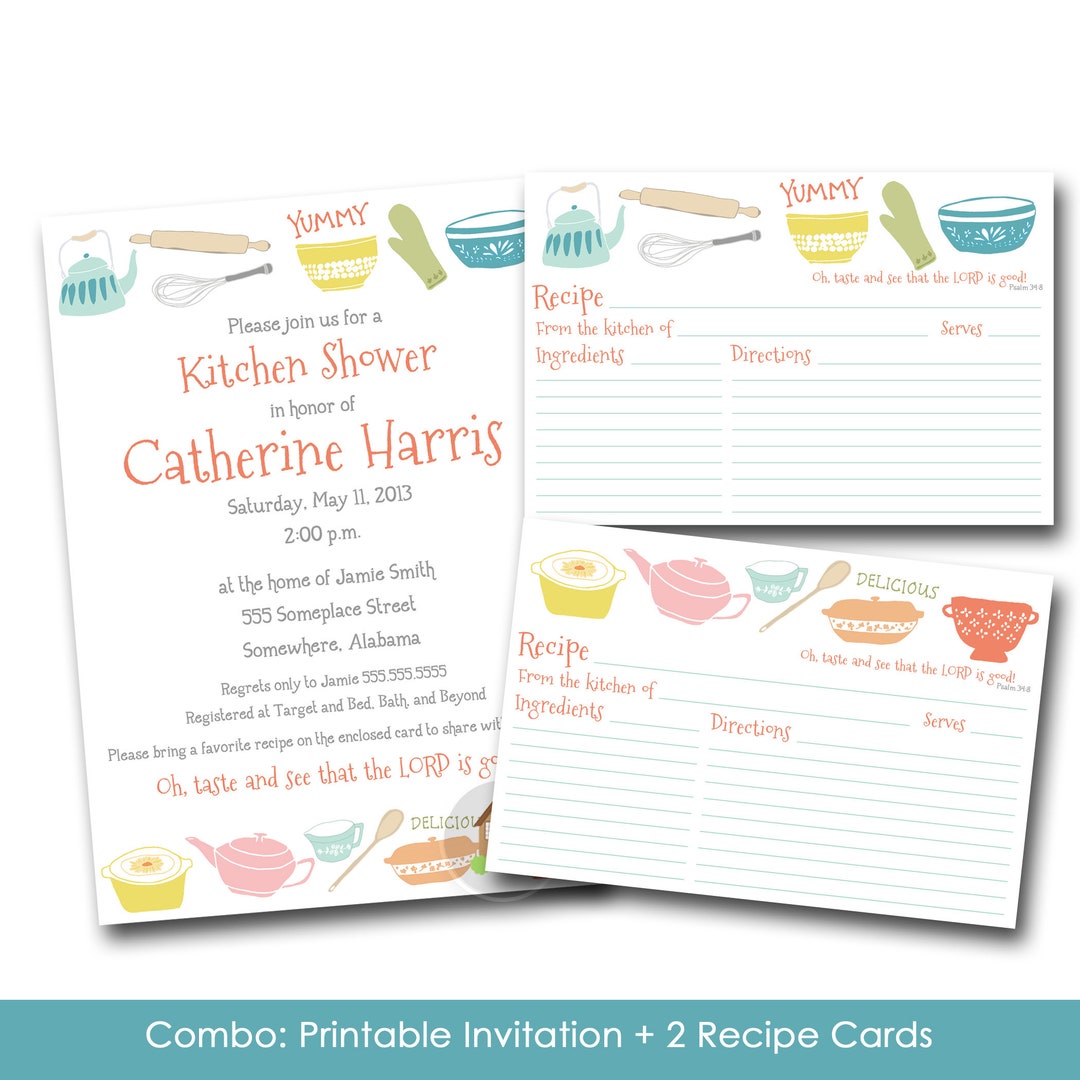 Kitchen Shower Invitation With Recipe Cards Retro Kitchen - Etsy