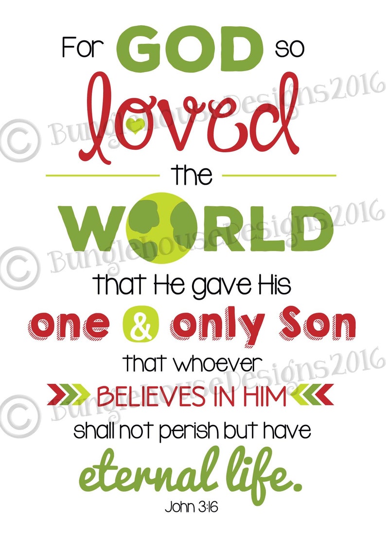 John 3:16 Printable Christmas Card Instant Download | Etsy