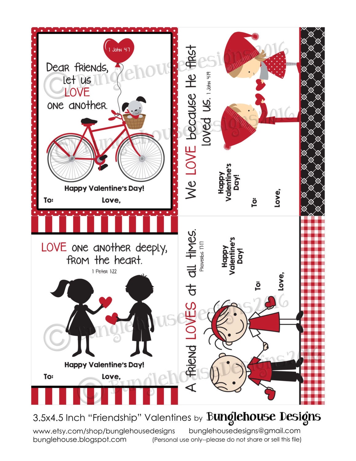 Christian Kids Friendship Valentines, Printable Scripture Valentine ...