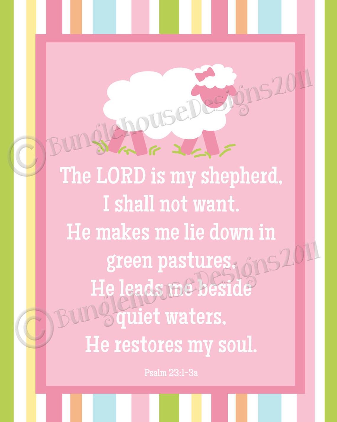 Sweet Pink Psalm 23 Nursery Wall Art Digital Download | Etsy
