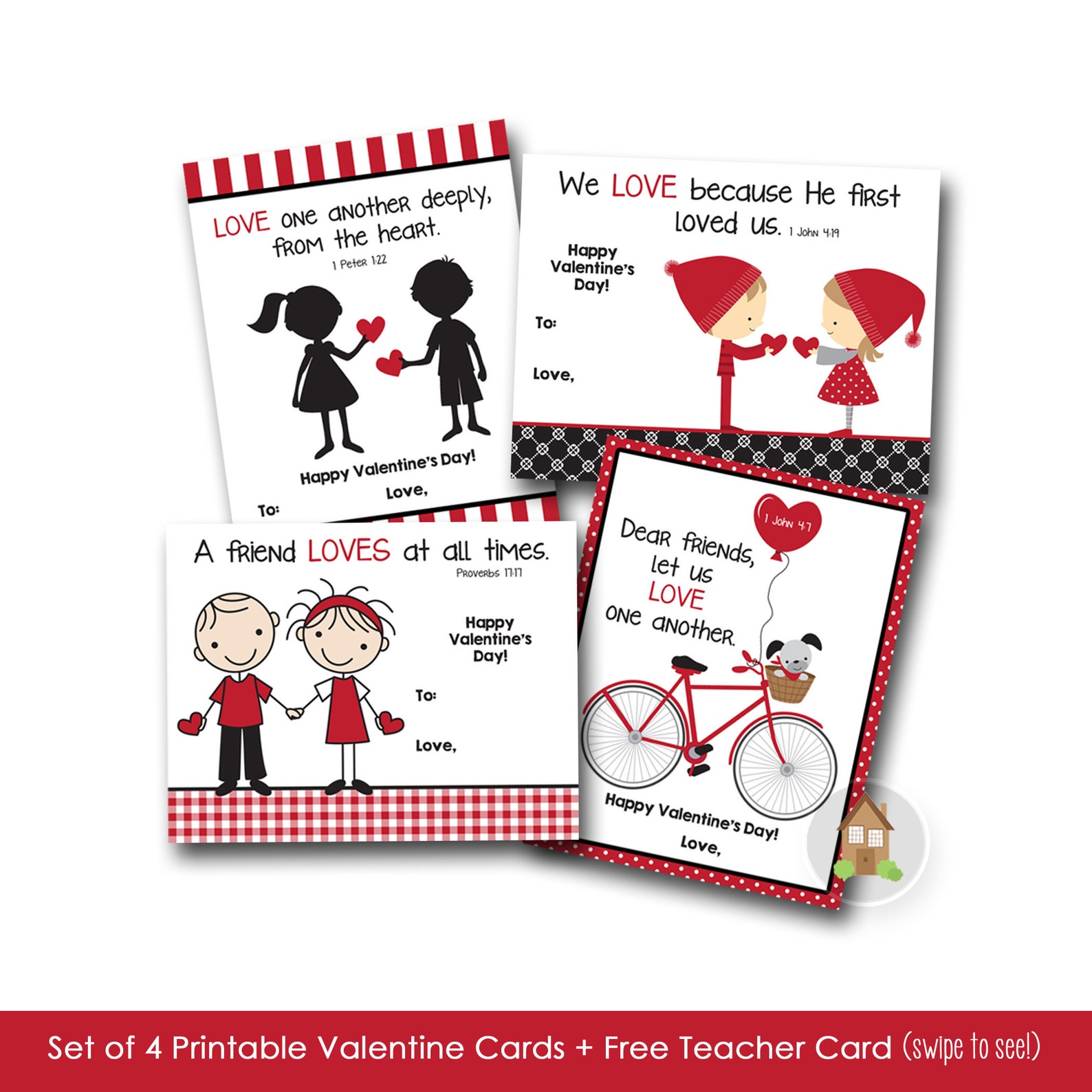 Christian Kids Friendship Valentines Printable Scripture - Etsy