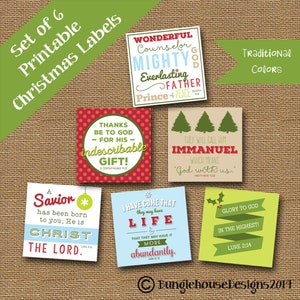 Printable Christmas Scripture Gift Tags DIY PRINTABLE Retro Christmas ...