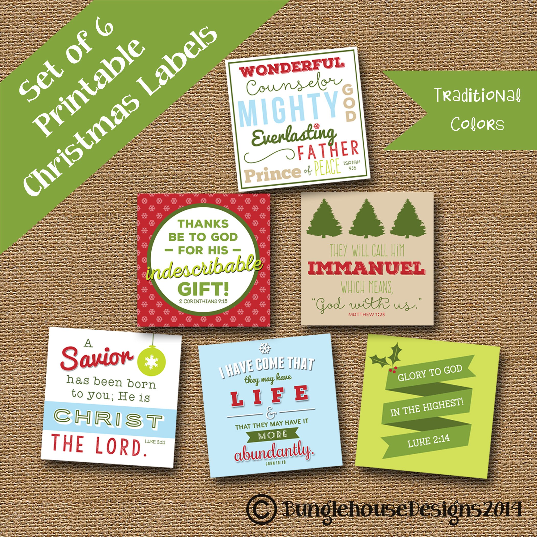 Printable Christmas Scripture Gift Tags DIY PRINTABLE - Etsy