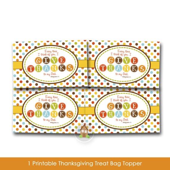 Thanksgiving Treat Bag Toppers Scripture Bible Verse | Etsy