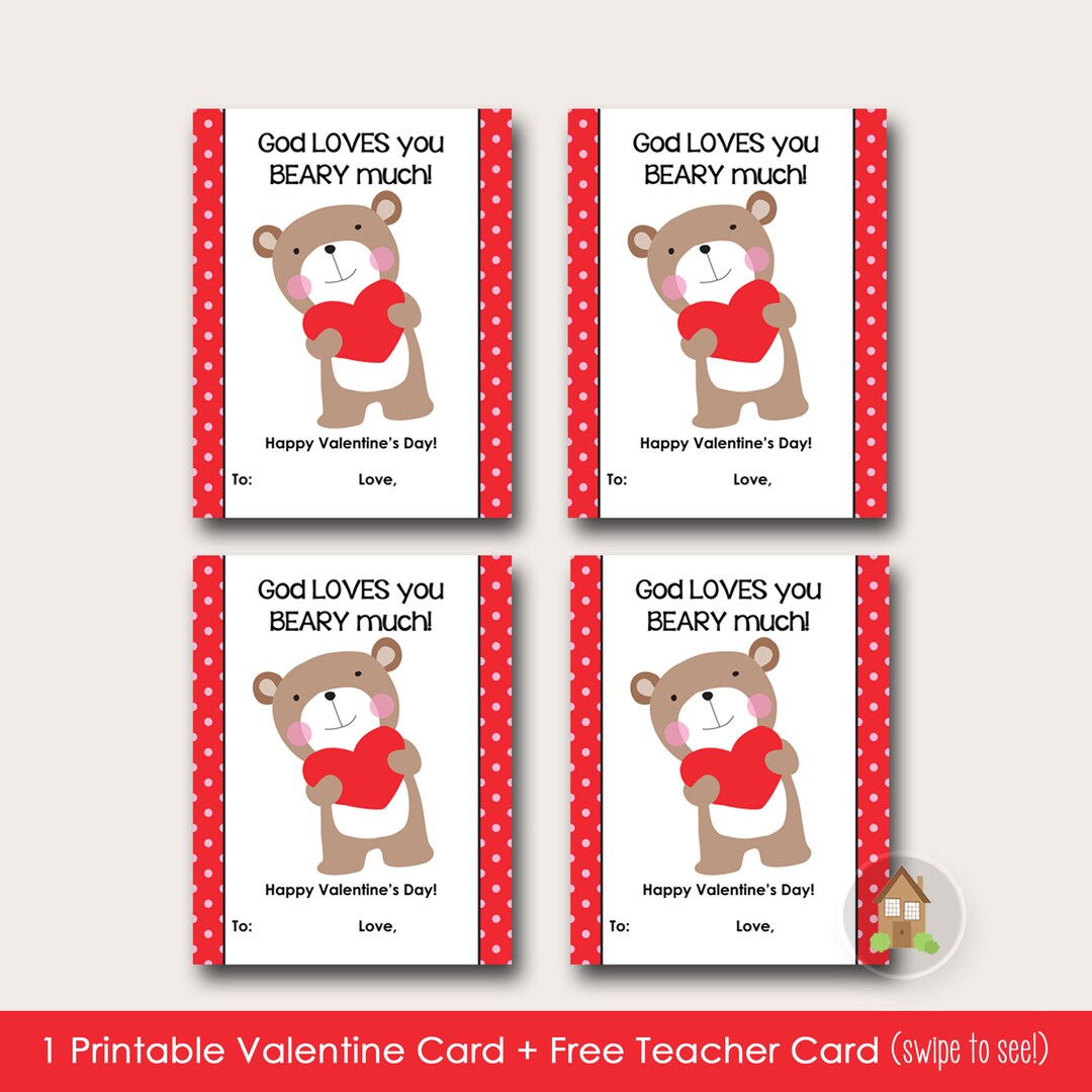 God Loves You Beary Much Valentine | Bear With Heart Valentine | DIY ...