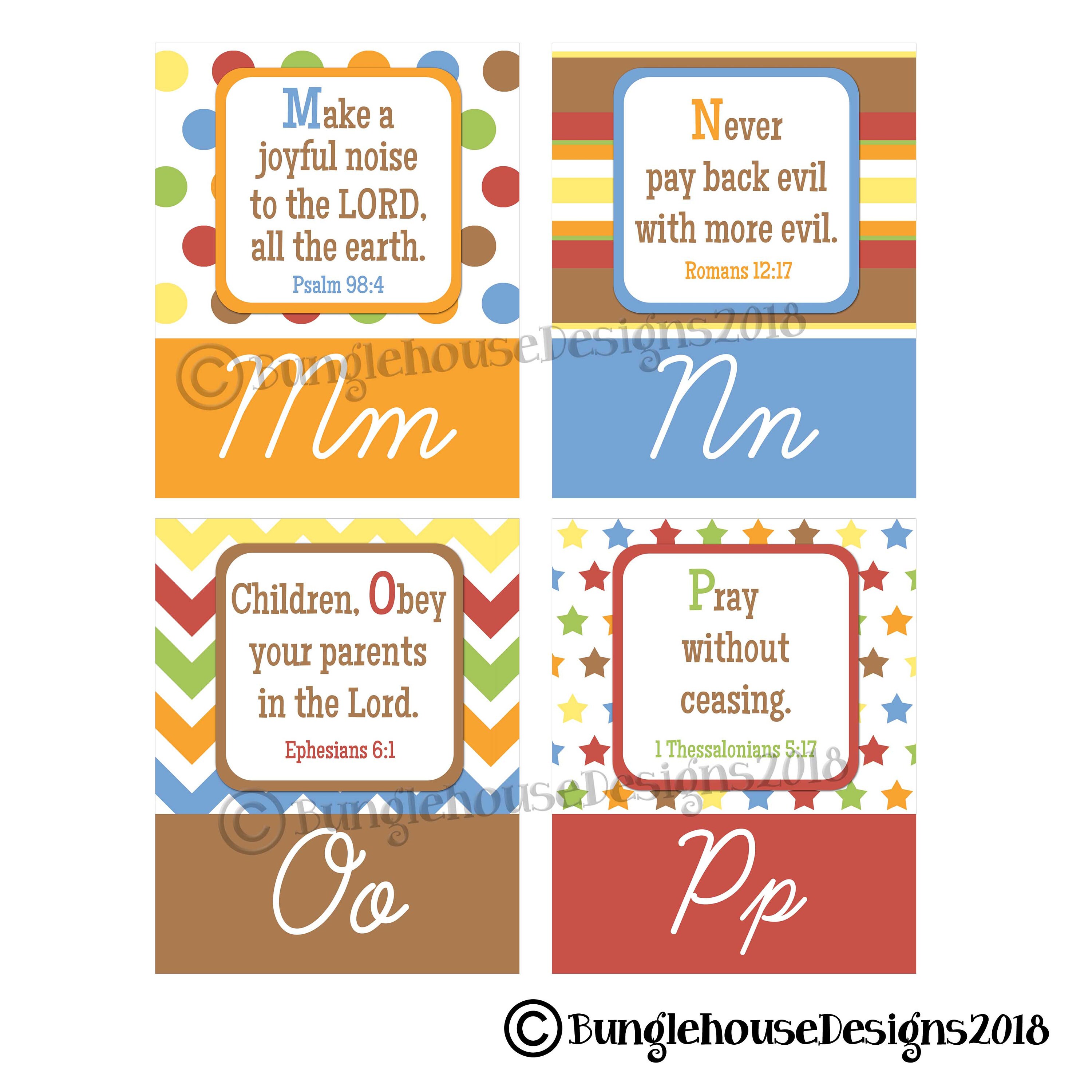 Digital Cursive Wall Alphabet With Bible Verses for Kids Classroom - Etsy