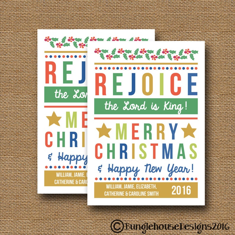 Printable Rejoice Christmas Card | Etsy