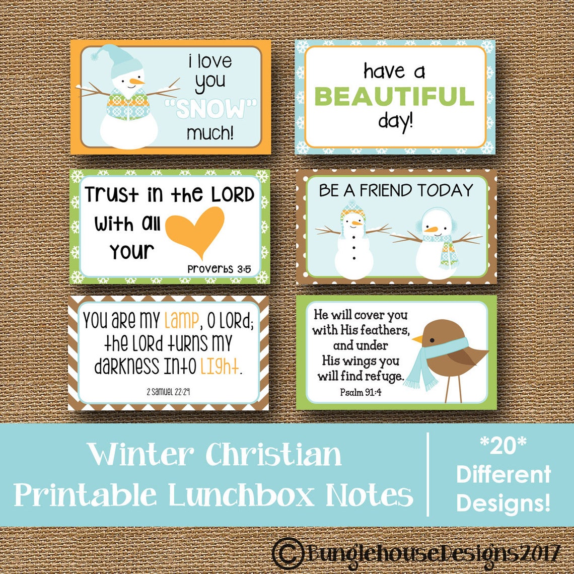 Winter Lunch Box Notes | Christian, Scripture Lunch Box Notes | January ...