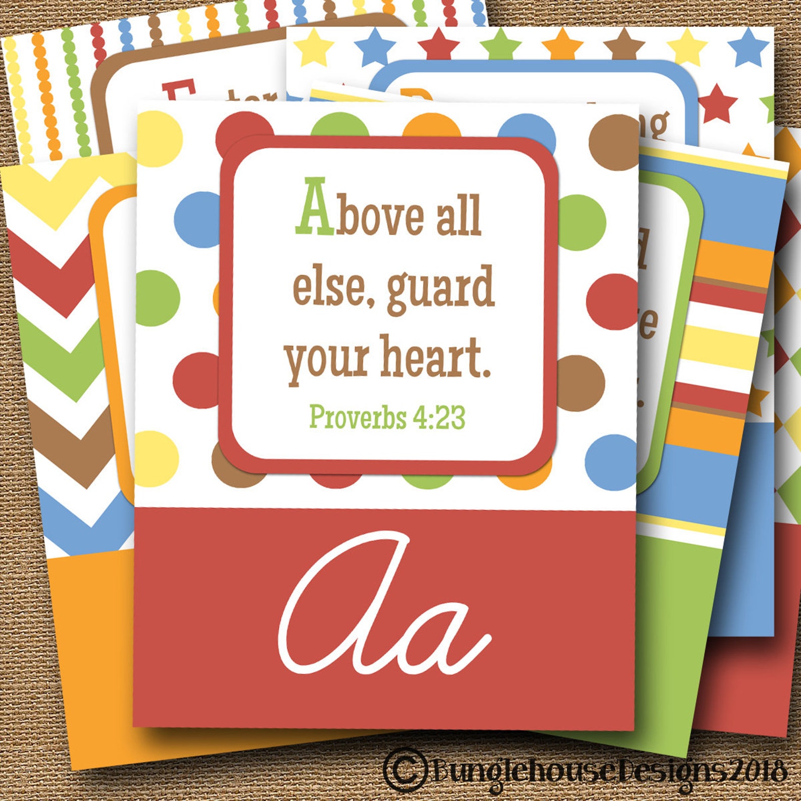 Digital Cursive Wall Alphabet With Bible Verses for Kids | Etsy