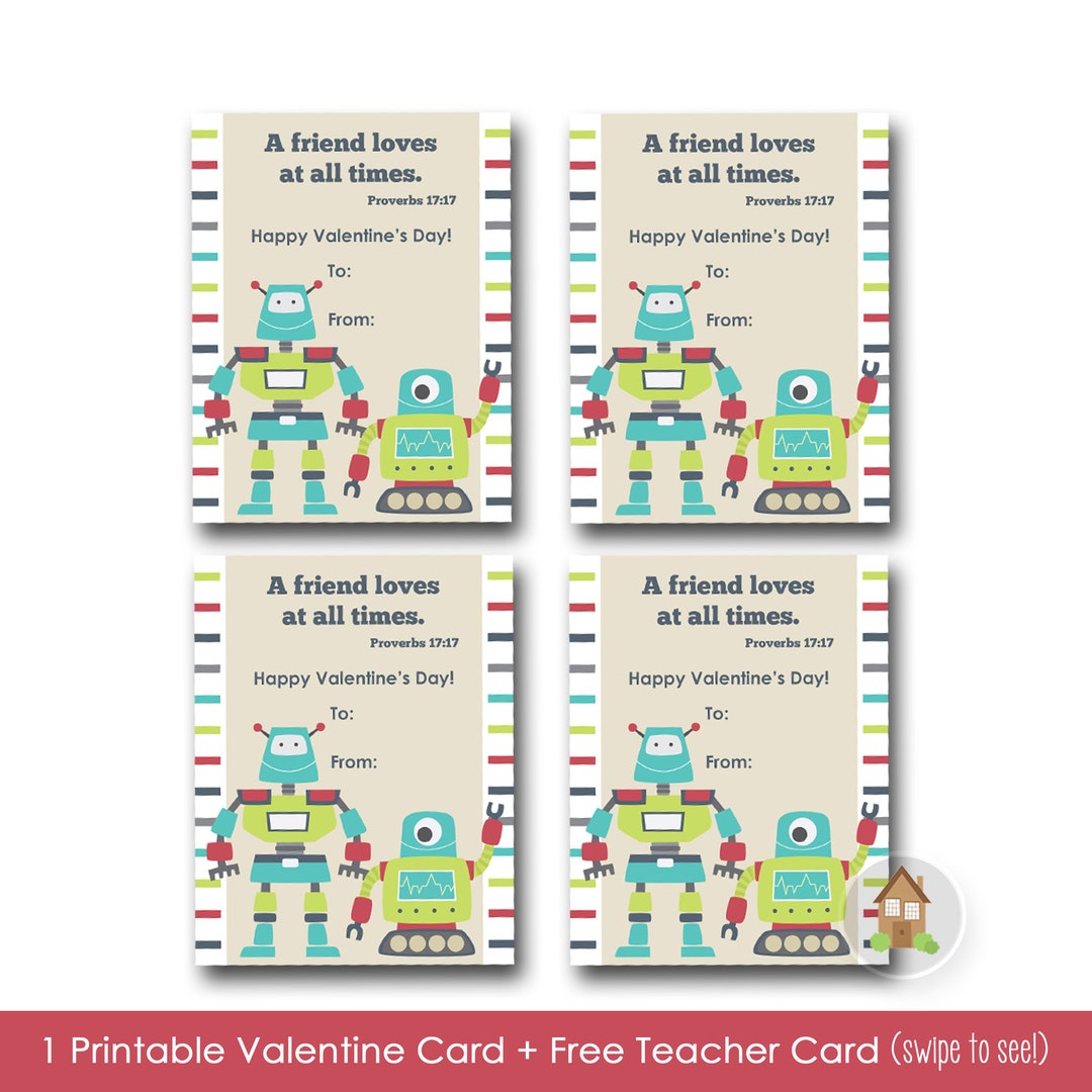 Robot Valentine Card DIY PRINTABLE Boy Valentine - Etsy