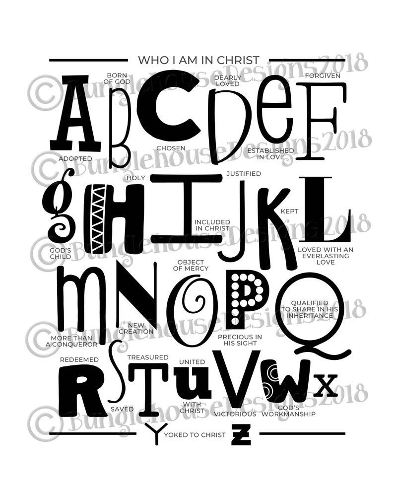 Scripture Alphabet Printable | Who I Am in Christ Abcs | Alphabet ...