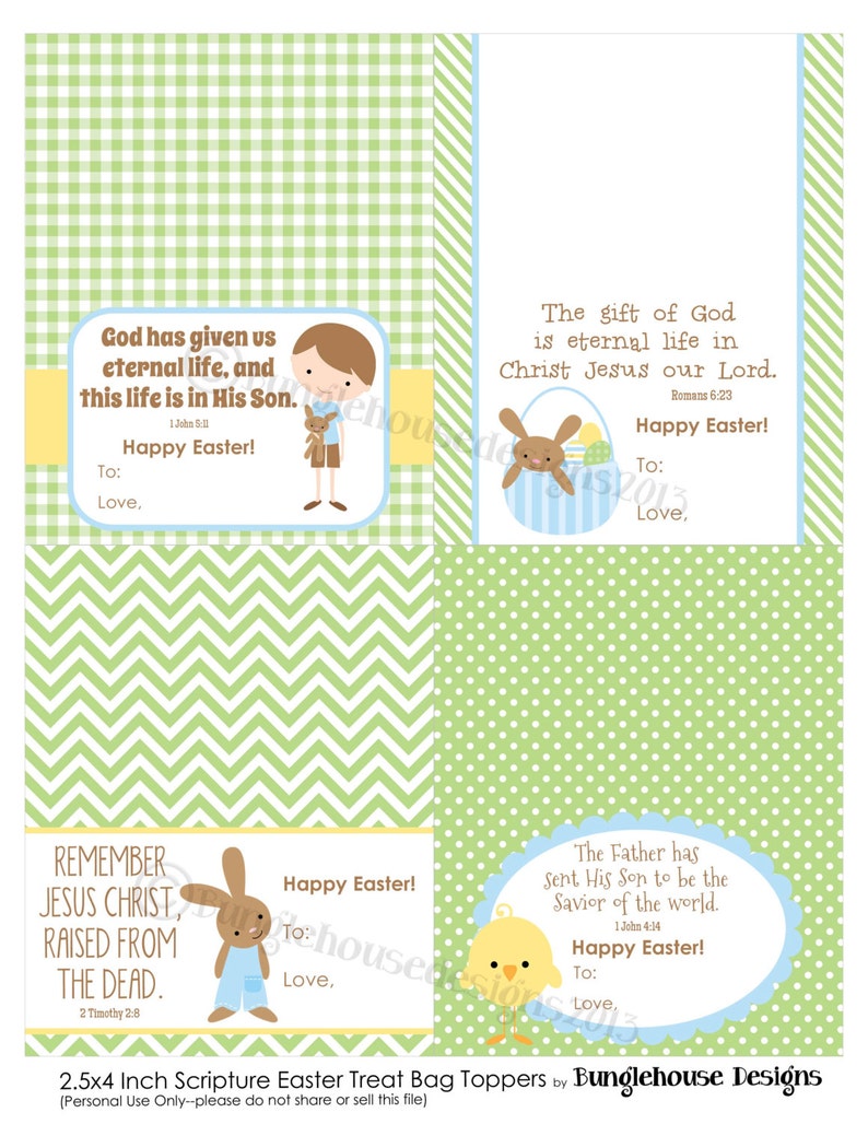 Easter Treat Bag Toppers for Kids Christian Easter | Etsy