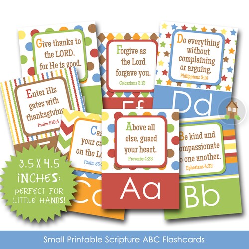 ABC Scripture Flashcards Kid's Bible Verse Alphabet - Etsy