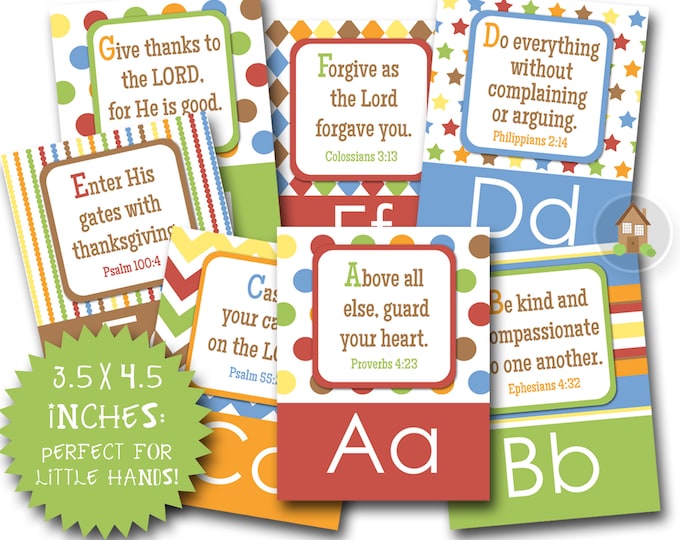 ABC Scripture Flashcards Kid's Bible Verse Alphabet - Etsy