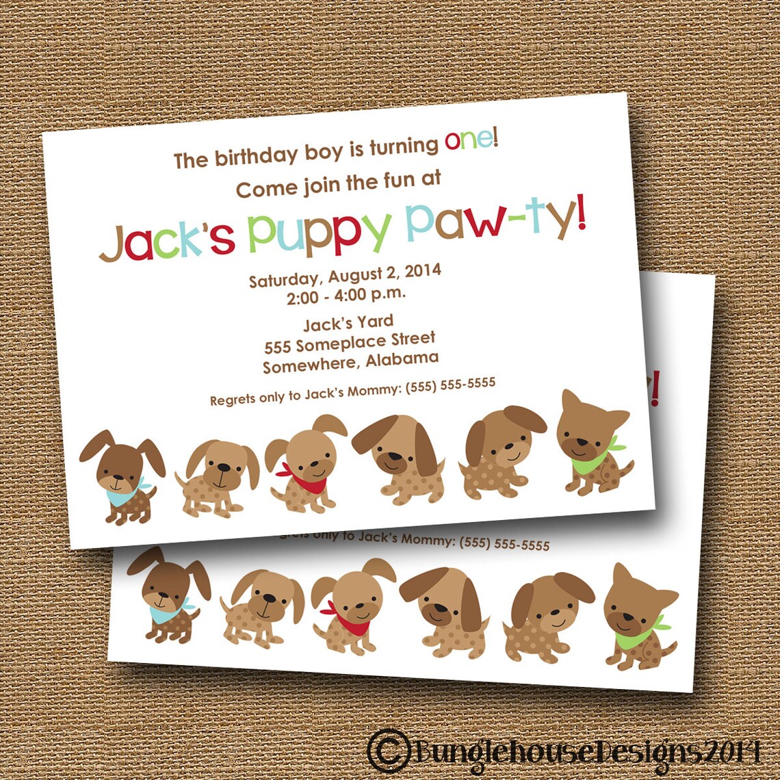 Puppy Birthday Invitation Puppy Party Invite Cute Puppy - Etsy