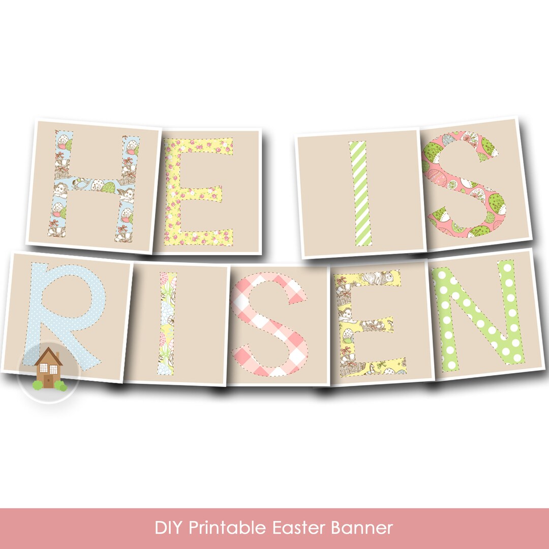 He is Risen Printable Banner Easter Banner With Cross Easter Meal ...