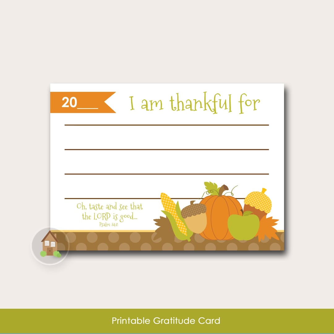 I Am Thankful for | Printable Gratitude Cards | Thanksgiving Giving ...