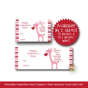 Classroom Valentine | Treat Bag Topper for Kids | Giraffe Valentine ...