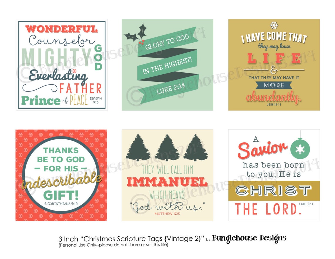 Printable Christmas Scripture Gift Tags DIY PRINTABLE | Etsy