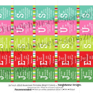Printable JESUS Christmas Bookmark in Bright Colors | Christmas ...