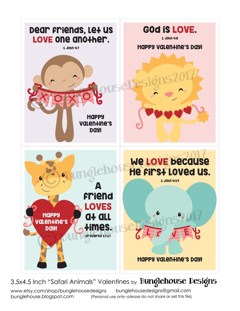 Preschool Valentines | Safari Valentines | DIY PRINTABLE | Jungle ...