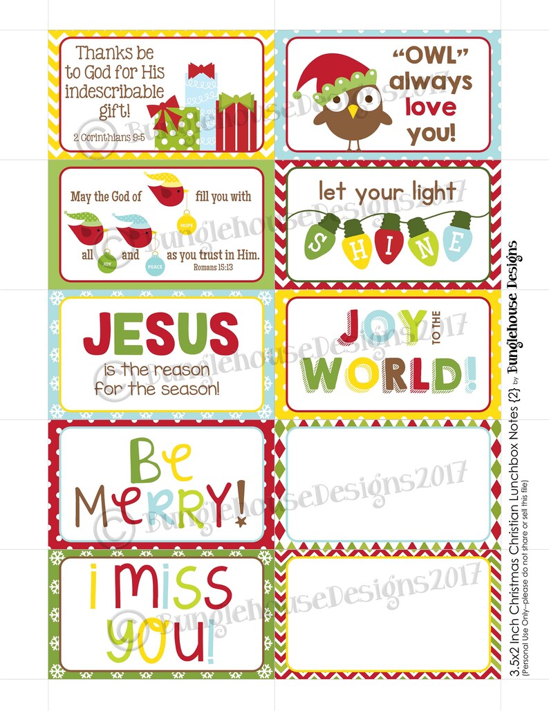 Christmas Lunch Box Notes | December Lunch Box Cards | Christian ...