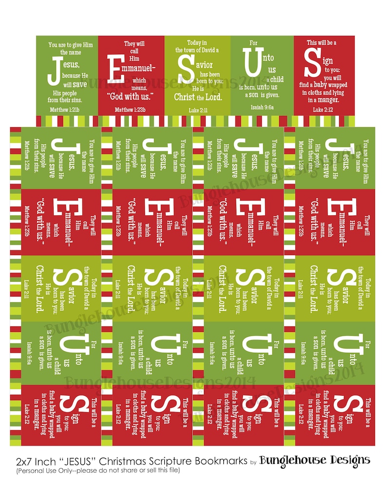 Printable Christmas Bookmark JESUS Scripture Bible Verse - Etsy